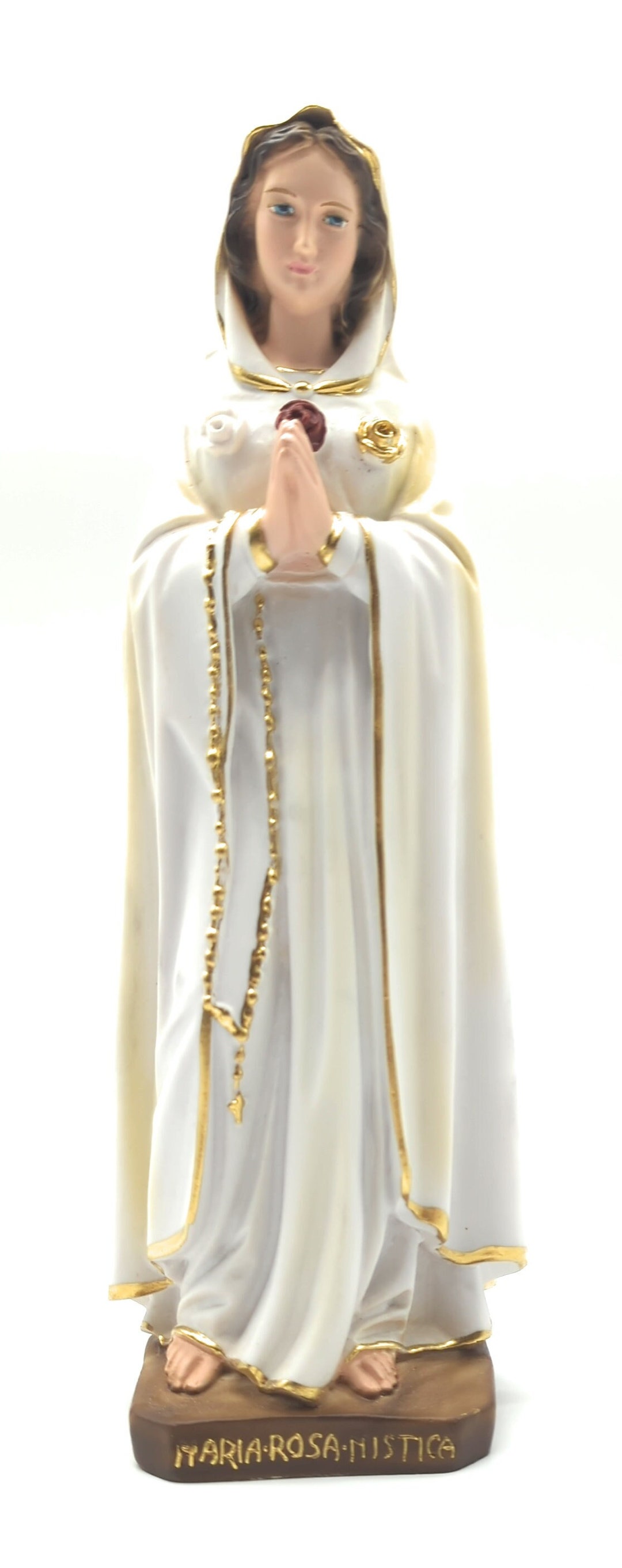 Statue of Maria Rosa Mystica 30 Cm in Marble Dust. Our Lady of Mystical ...
