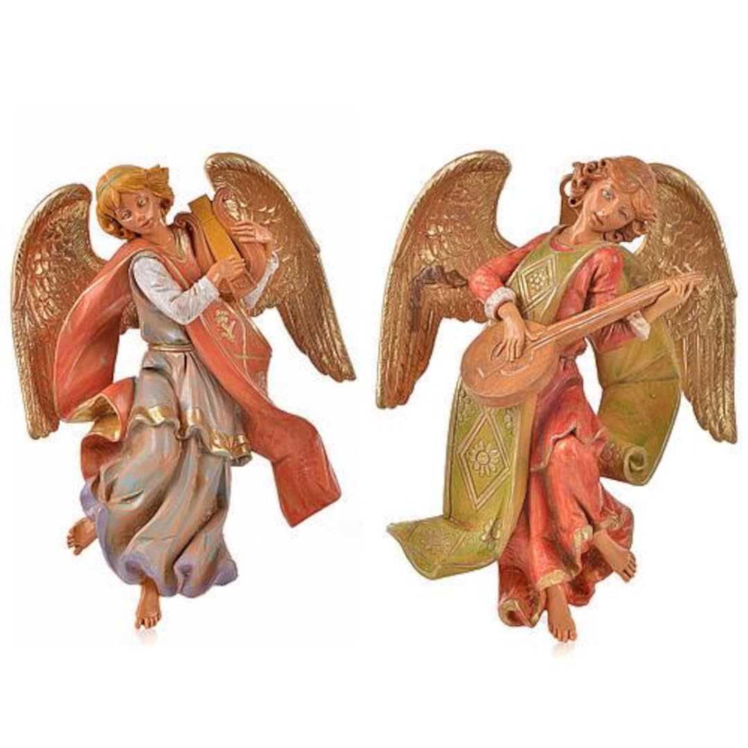 Set of 2 Angels in PVC Cm 21 | Hanging Musician Angels | 8.27'' Set of ...