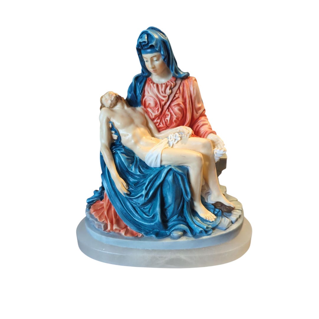 Hand-painted Marble Dust Statue of the Pietà, 16 Cm High. 6.30'' Pieta ...