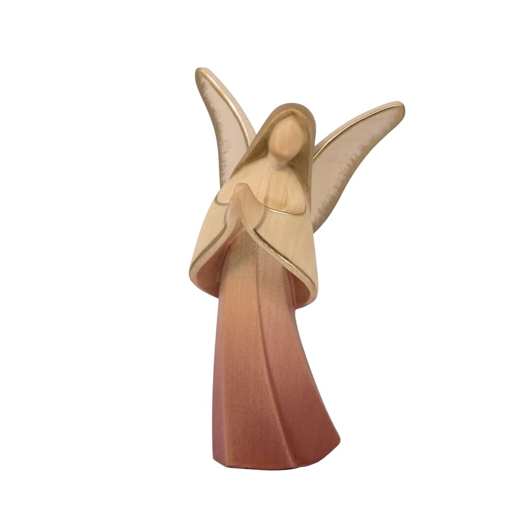 Wooden Guardian Angel | Modern Style Angel of Love Statue | Val Gardena ...