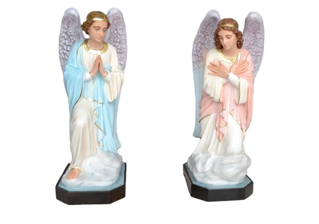 Angels in Adoration Fiberglass Statue, 110 Cm, Colored Fiberglass. 43. ...