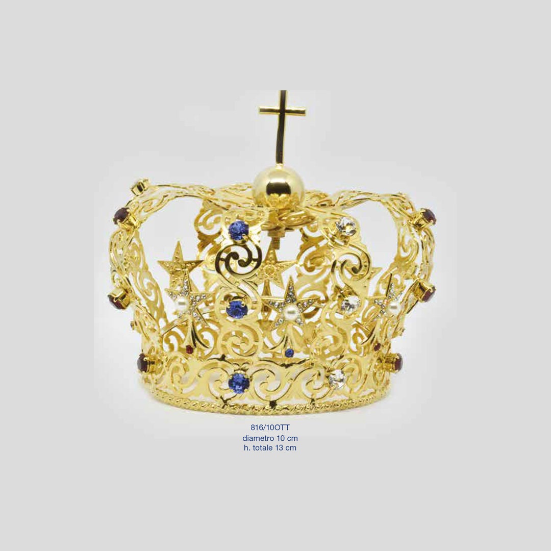 Crown for Sacred Statues Diameter 10 Cm (3.94'') in Gold-plated Brass ...