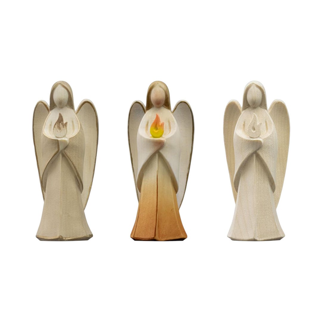 Wooden Angel Made in Val Gardena | Angel With Flame | Val Gardena ...