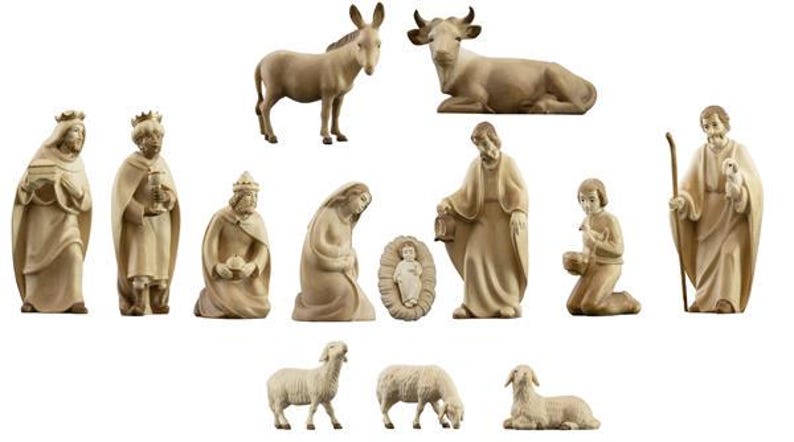 52 Characters Figures Modern Wooden Nativity Scene Made in Val Gardena ...