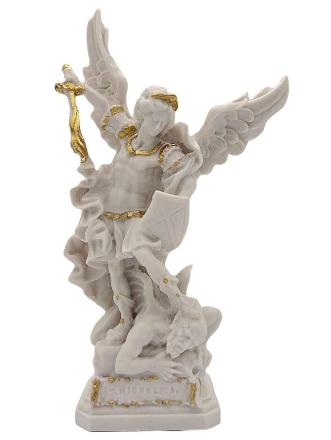 Statue of St. Michael the Archangel in White Marble Powder, 25 Cm High ...