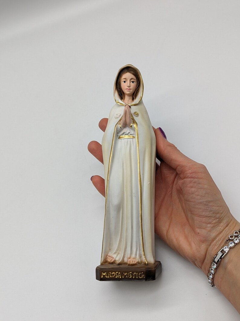 Our Lady of the Mystical Rose Statue, 21 Cm Tall, Made of Marble Dust ...