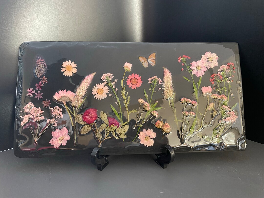 Pressed Flower/slate/resin Art - Etsy