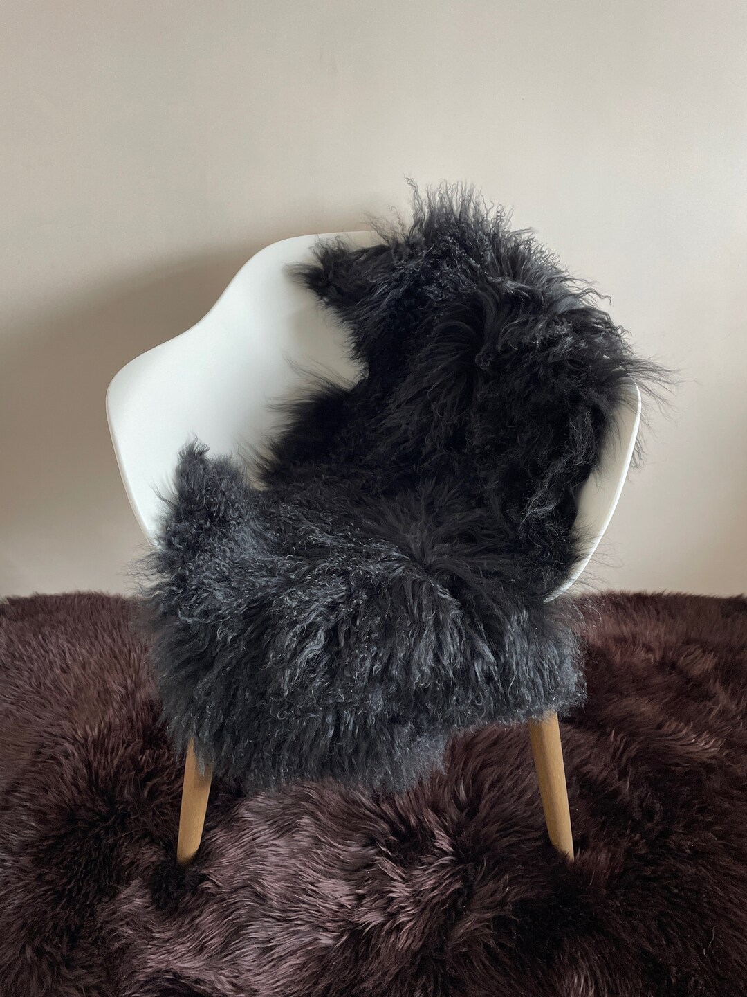 Tibetan Black Sheepskin Rug 100% Genuine Sheepskin Product - Etsy