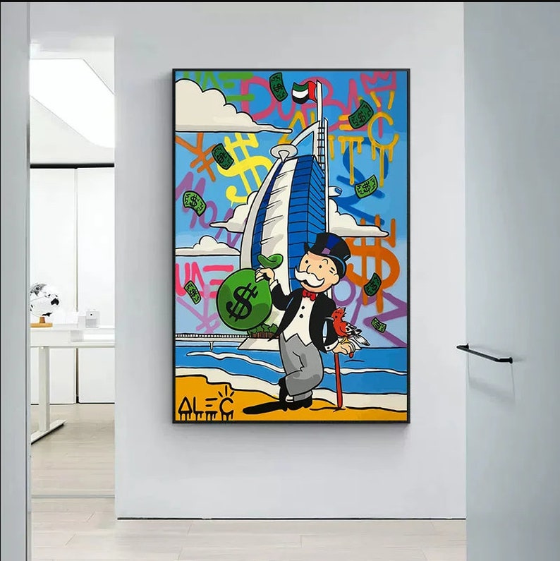Cartoon Alec Monopoly Millionaire Money Canvas Painting Street Graffiti ...