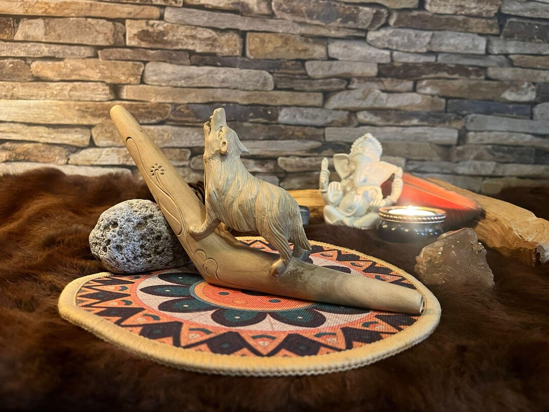 Wolf Tepi - Crocodile Wood - Shamanic Pipe - Handmade - Ceremonial ...