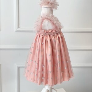 Boho Pink Star Girl Dress, Toddler Sequin Star Dress, Rose Tulle Dress ...