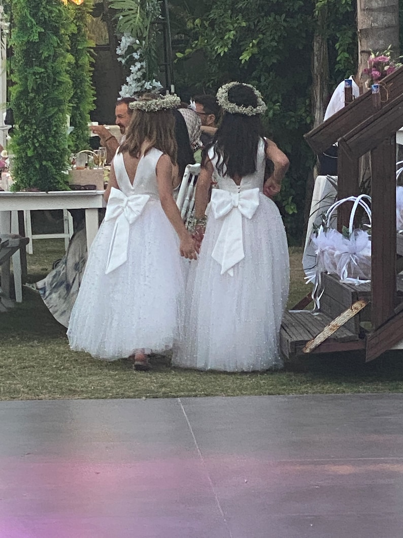 V Back Top Dress With Pearls First Communion Gown White - Etsy