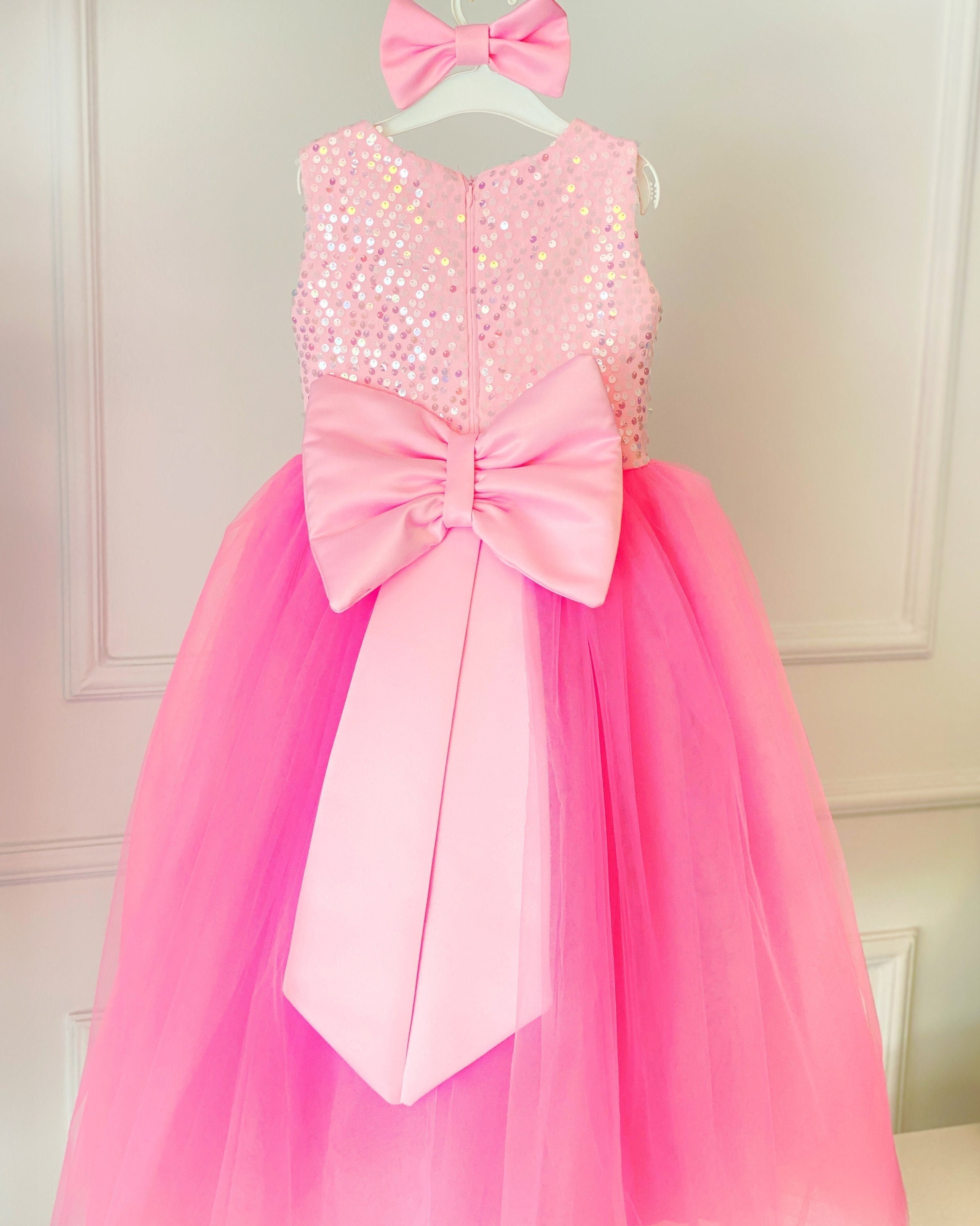 Girl Pink Birthday Tulle Dress Pink Toddler Dress Pink - Etsy