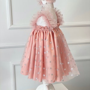 Boho Pink Star Girl Dress, Toddler Sequin Star Dress, Rose Tulle Dress ...