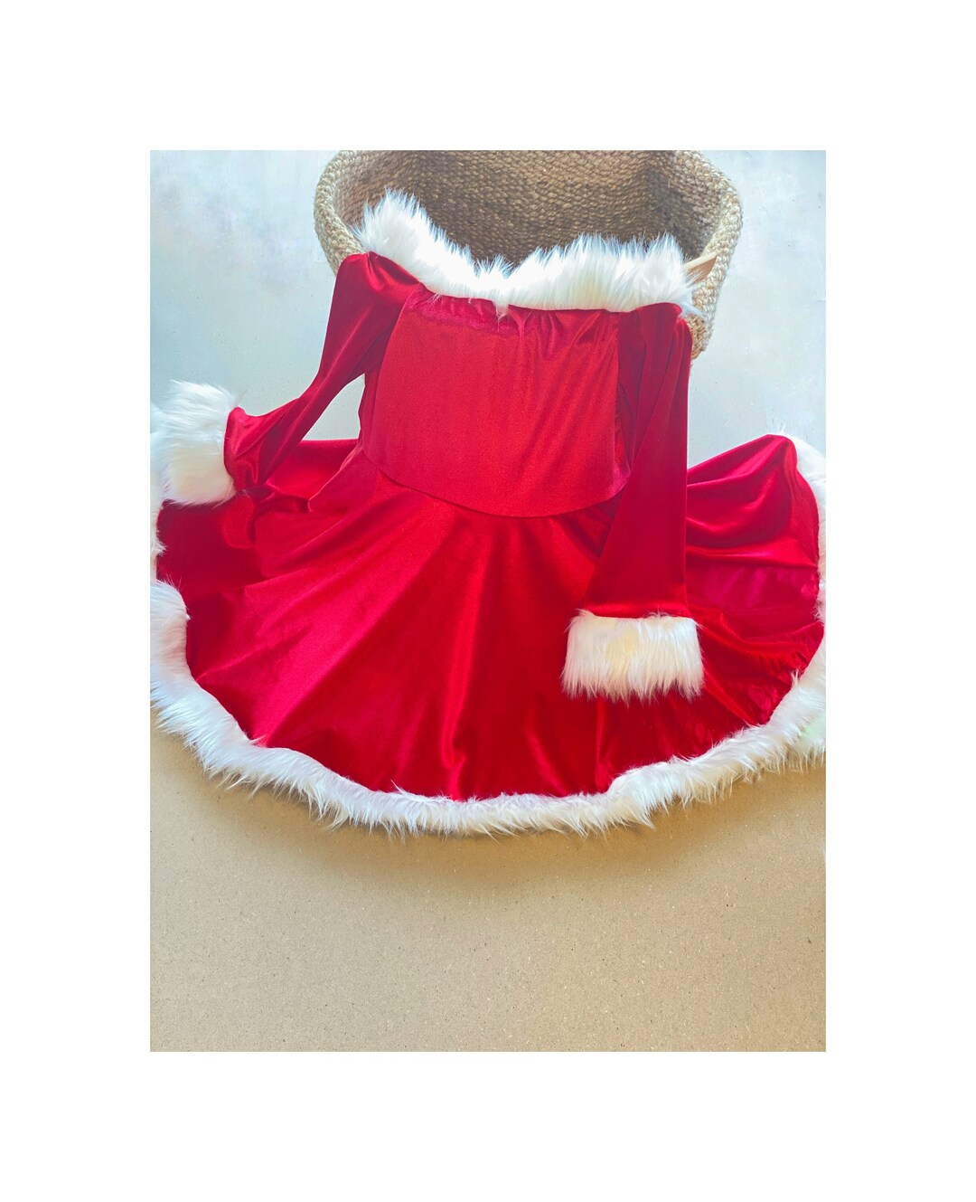 Christmas Santa Girl Dress, Red Velvet Girl Santa Dress, Christmas ...