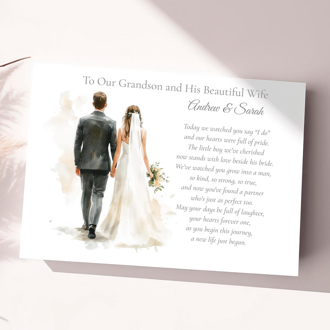 Grandson and His Wife Personalised Wedding Card for Our Grandson ...