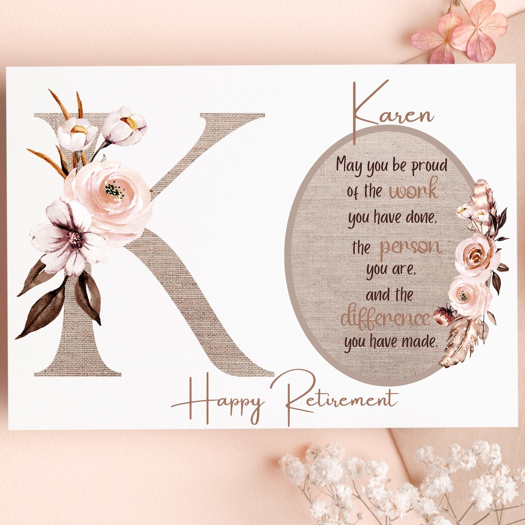 Ladies Retirement Card Personalised Retirement Gift for Work Colleague ...