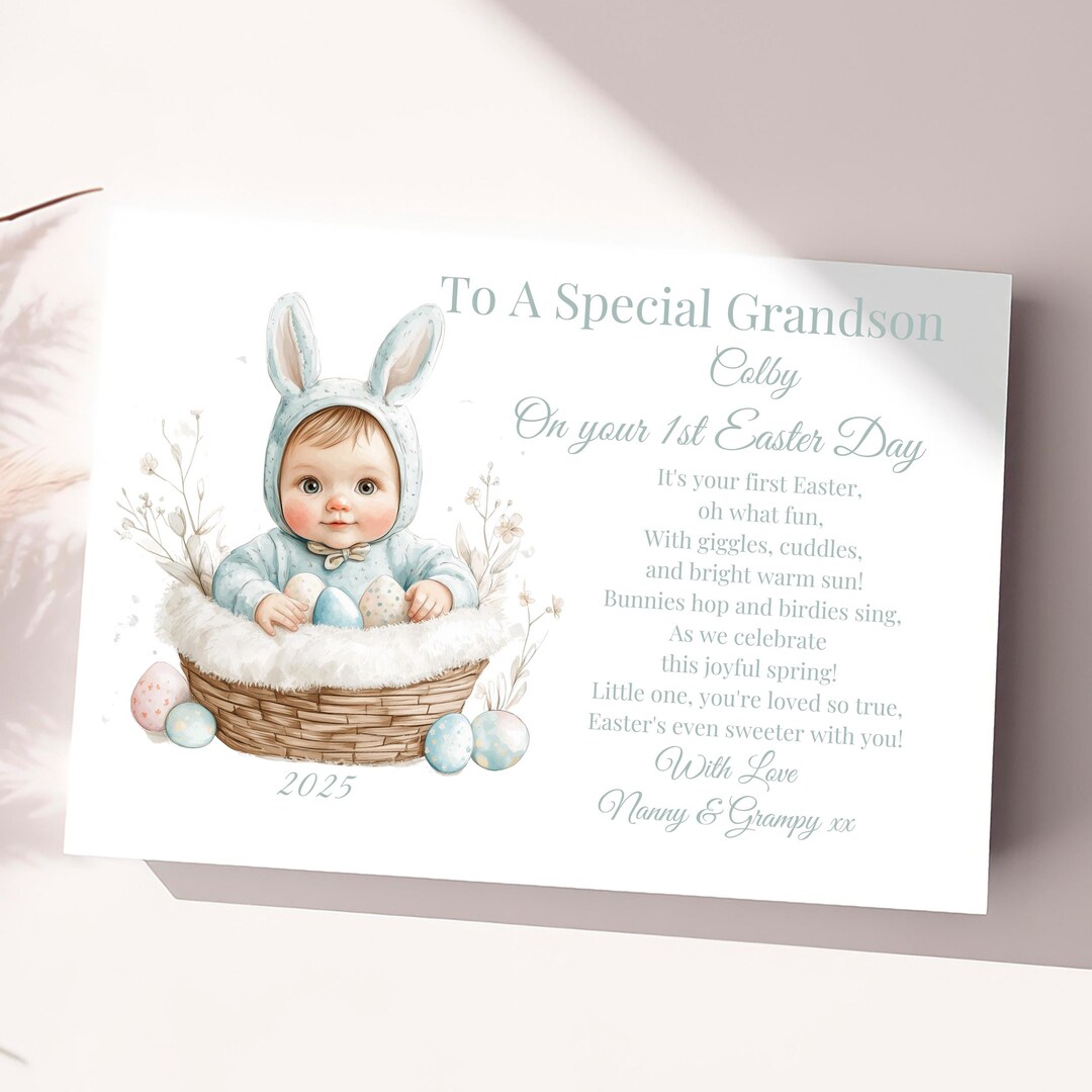 Personalised Baby Boys First Easter Card, 1st Baby Easter Keepsake From ...