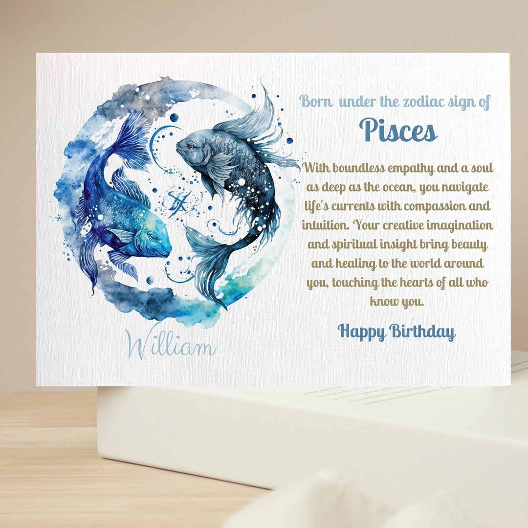Zodiac Birthday Card Personalised Male Female, Birth Month Card ...