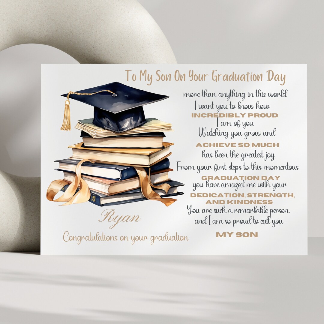 Personalised Son Graduation Card for Him Personalised Graduation Gift ...