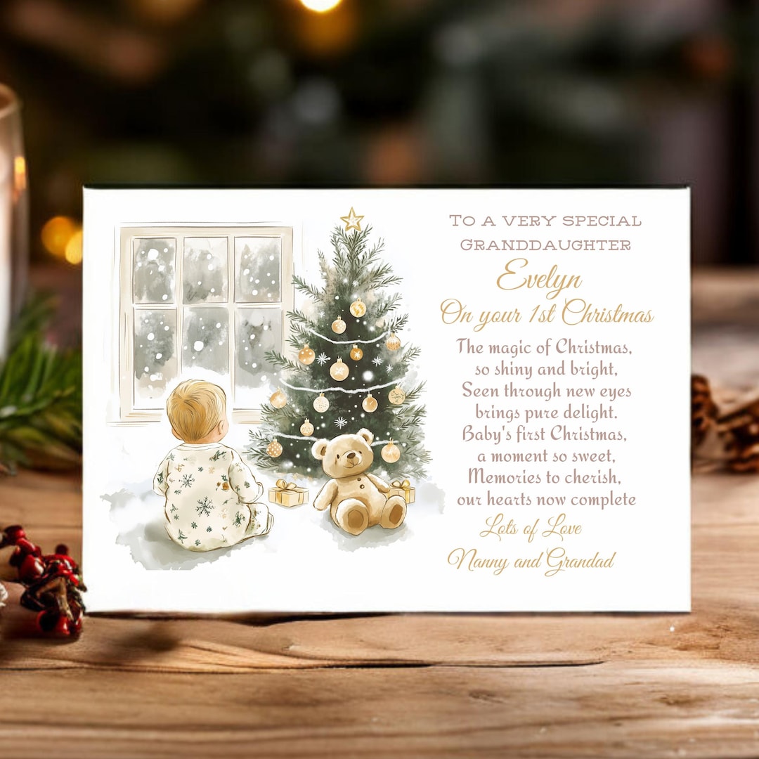 Personalised Baby's First Christmas Card Custom Name and Message ...