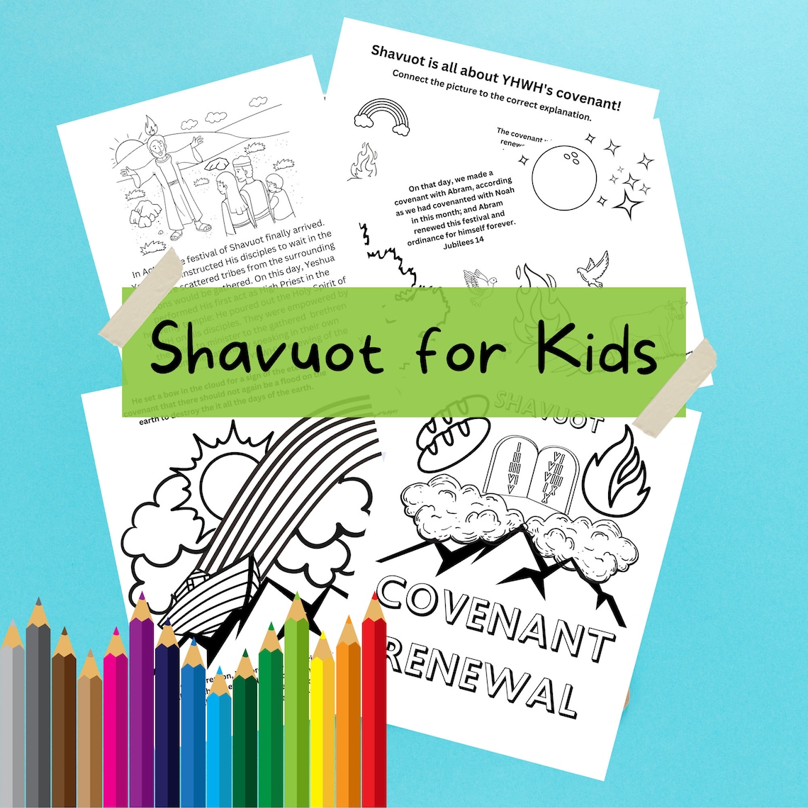 Shavuot for Kids, Shavuot Printable, Coloring Page for Kids, Biblical ...