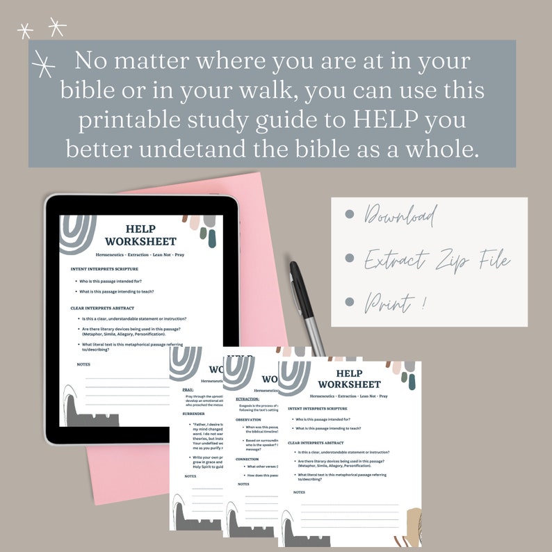 Bible Study Printable for Women, Bible Study Worksheet, HELP Bible ...