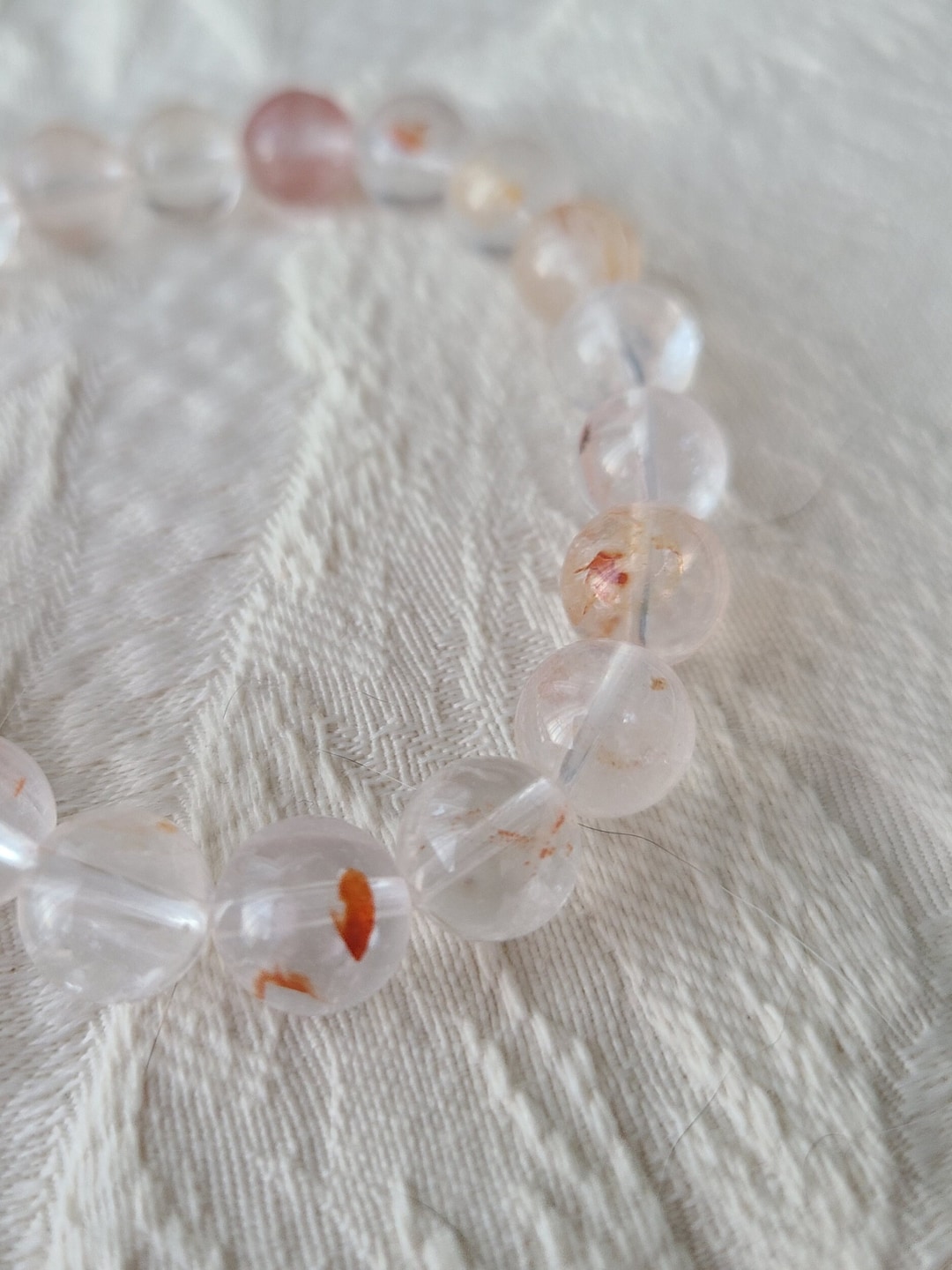 Koi Hematoid Fire Quartz Clear Crystal Beads Bracelet - Crystal ...