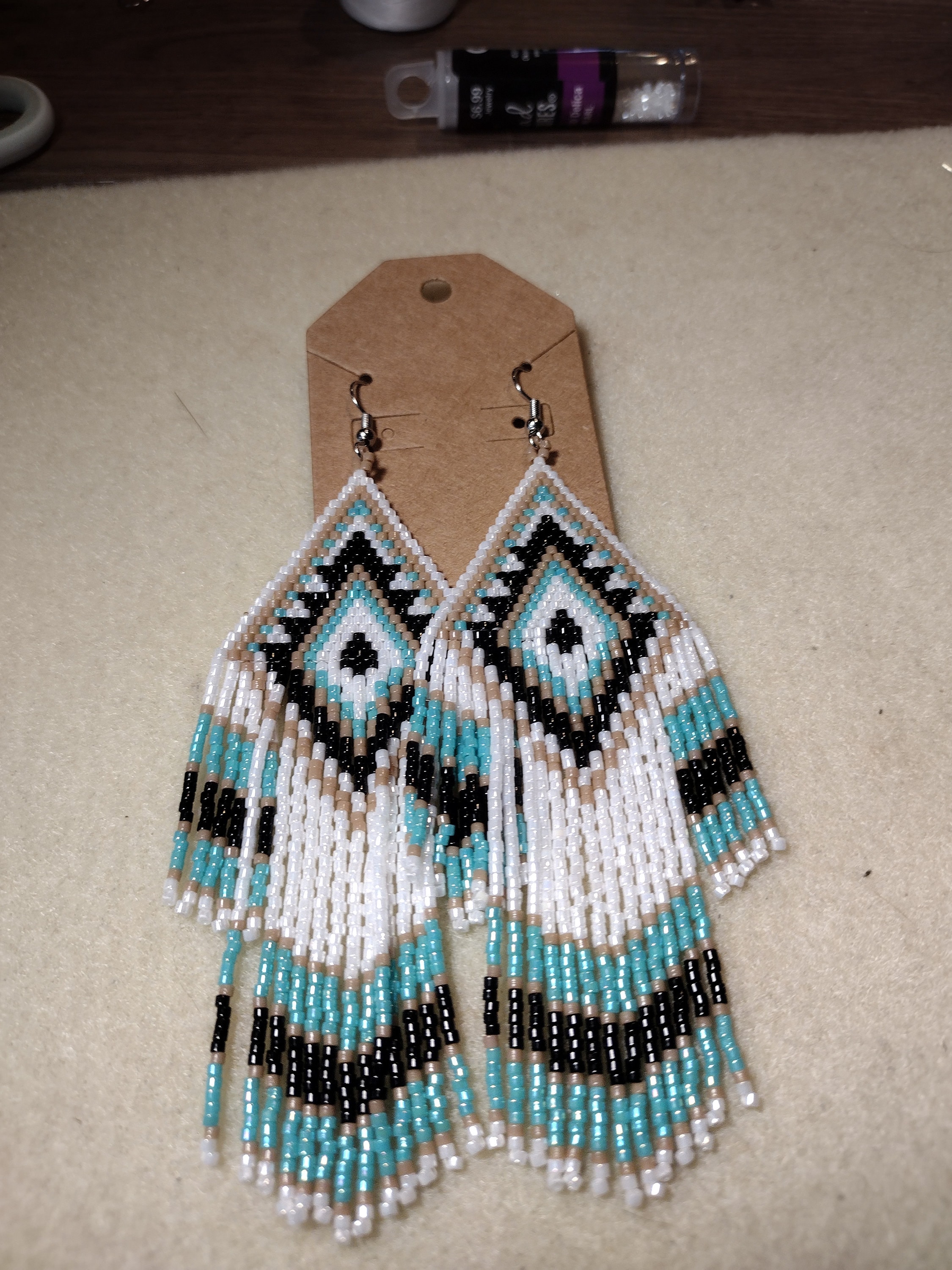Fringe Turquoise and Black Earrings - Etsy