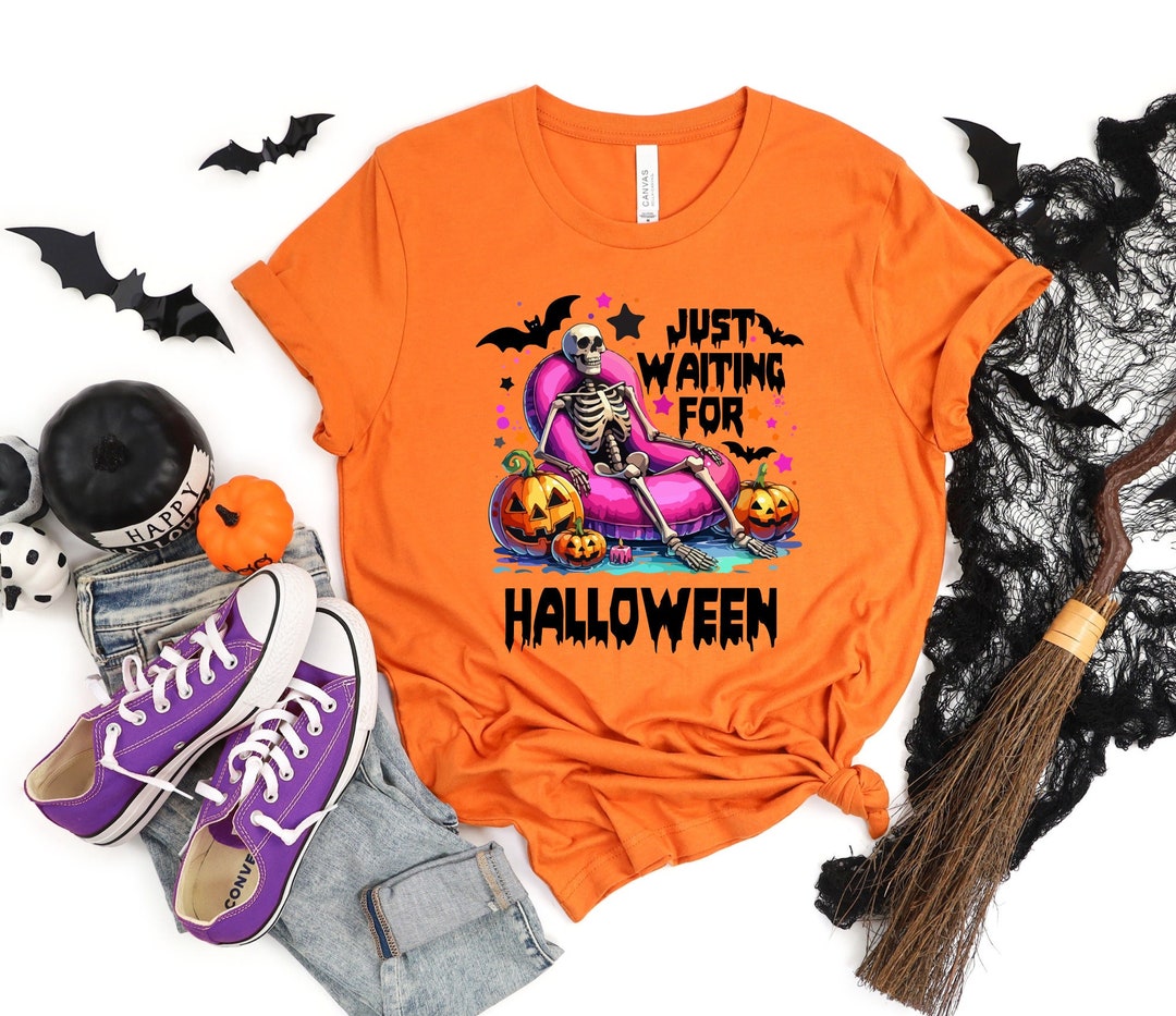 Just Waiting Halloween Shirt, Cute Spooky Summer Halloween Shirt, Adult ...