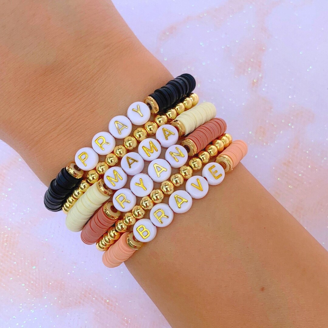 Custom Heishi Beaded Name Bracelet: Personalized Word Jewelry - Etsy