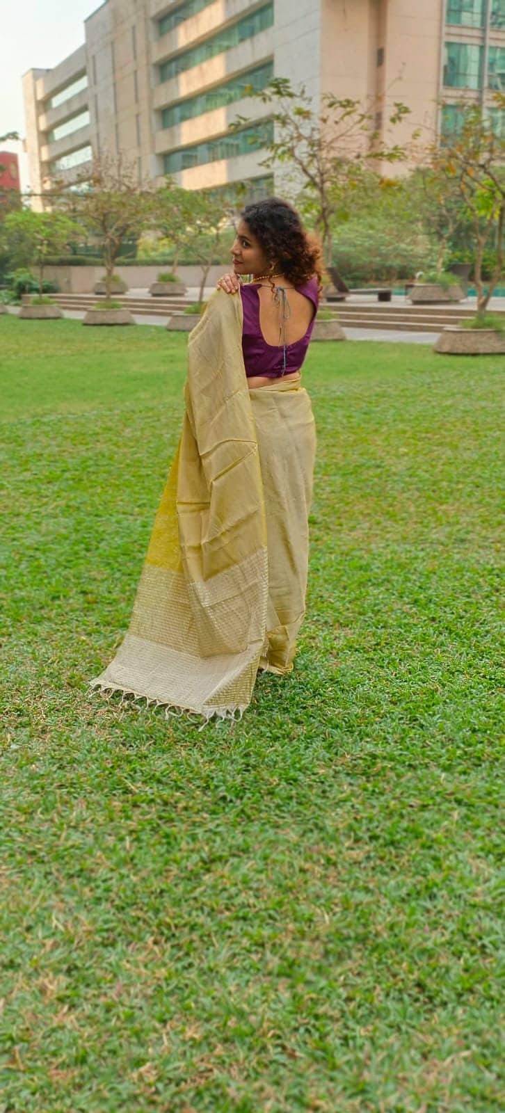 Golden Handwoven Chanderi Zari Saree for All Occasions - Etsy