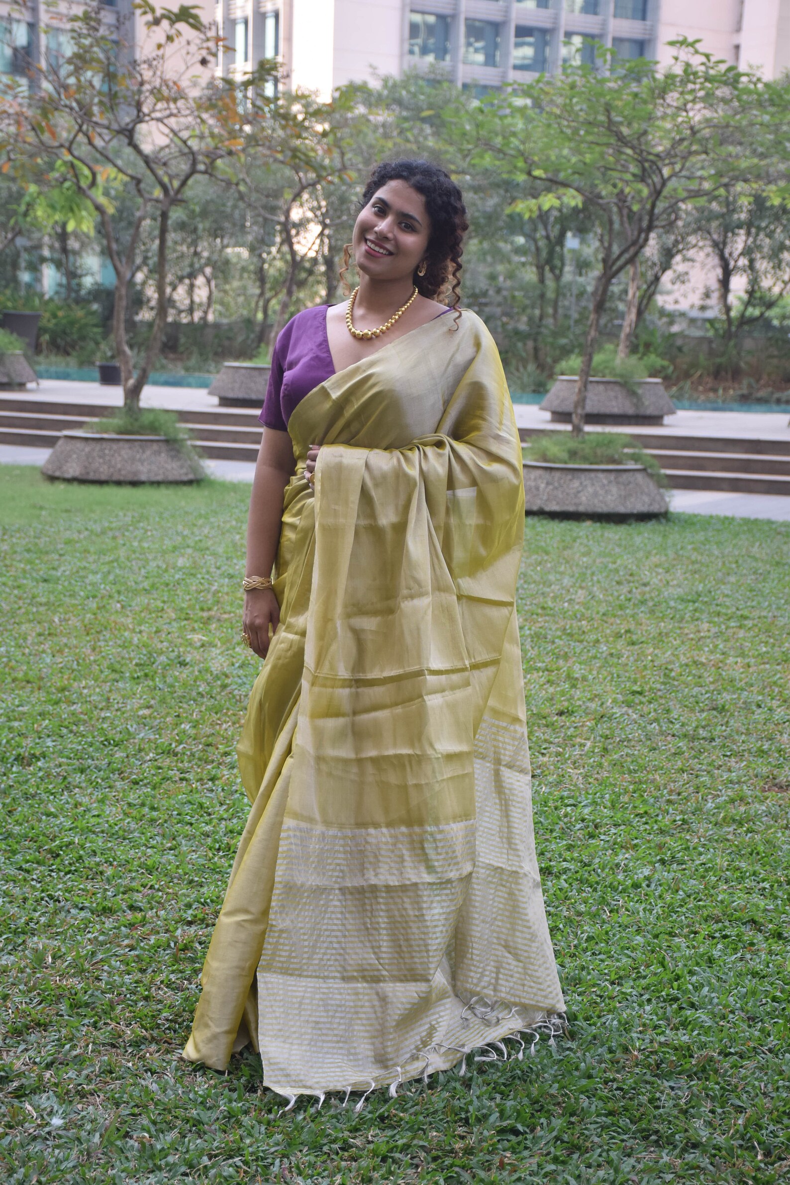 Golden Handwoven Chanderi Zari Saree for All Occasions - Etsy