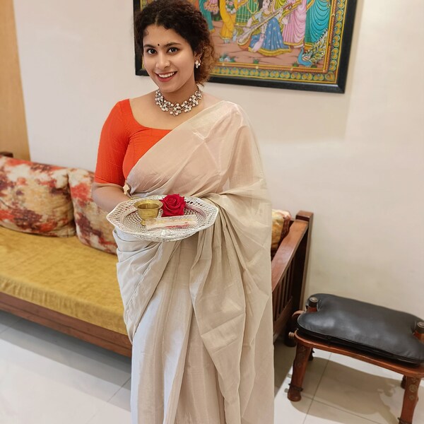 Silver Tissue Saree - Etsy