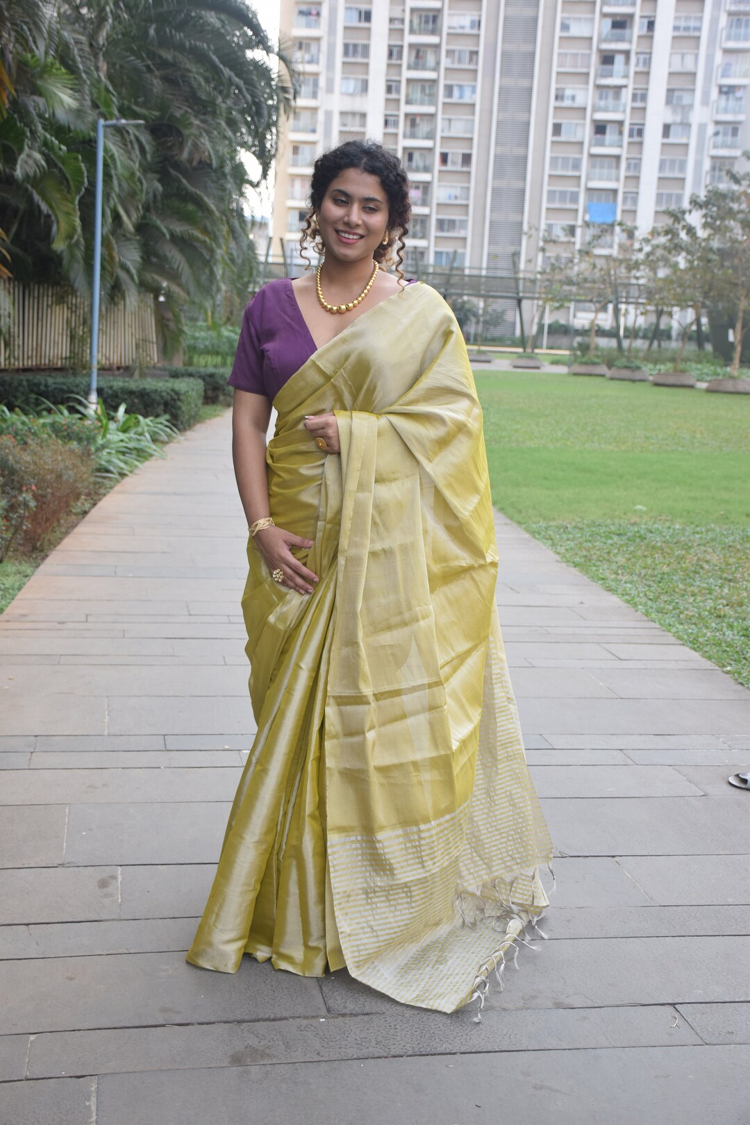 Golden Handwoven Chanderi Zari Saree for All Occasions - Etsy