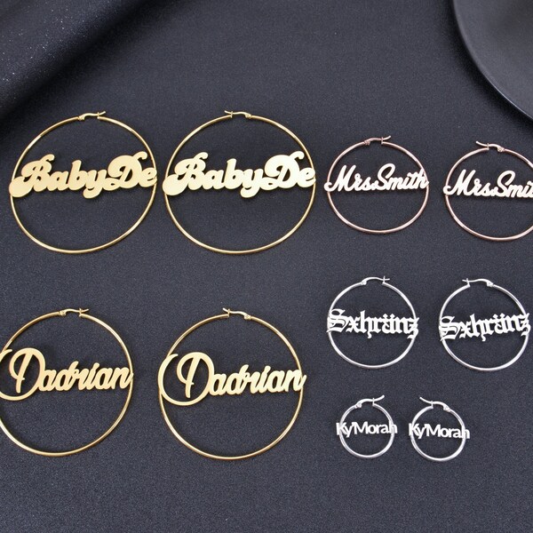 Name Hoop Earrings - Etsy