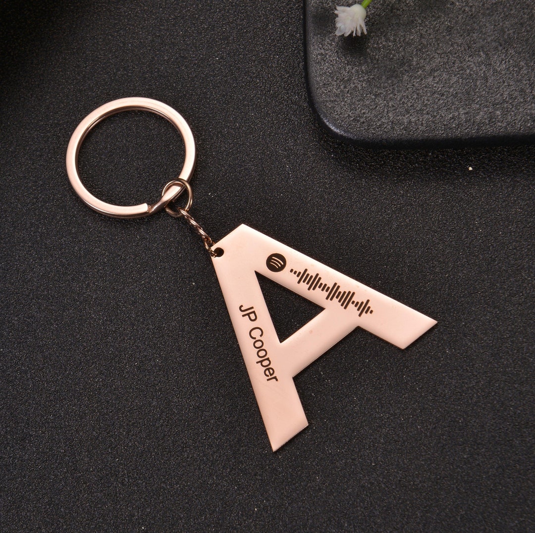 Engraved Initial Spotify Code Keychain: Personalized Alphabet Keyring ...