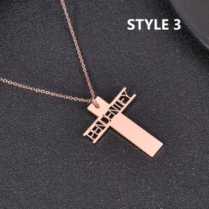 Personalized Name Cross Christian Necklace Chain Pendant in Gold ...