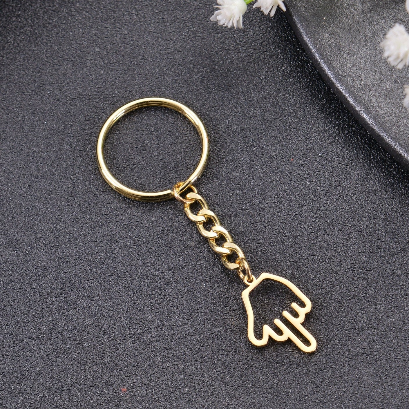 Funny Middle Finger Keychain for Men and Women in Gold Silver - Etsy