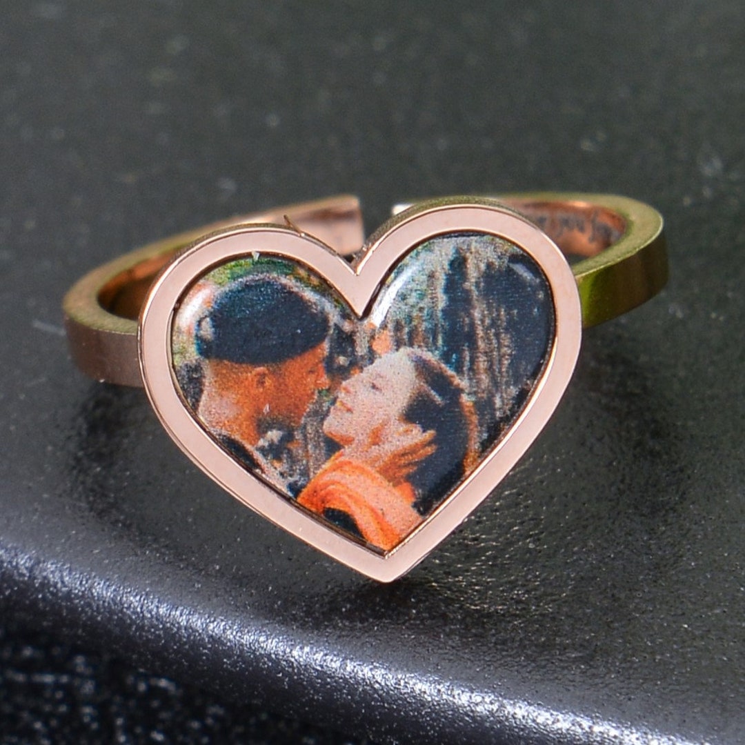 Personalized Heart Photo Ring: Custom Colorful Picture Ring - Etsy