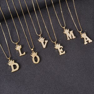 Diamond Studded Crown Initial Necklace | Custom Alphabet Necklace ...