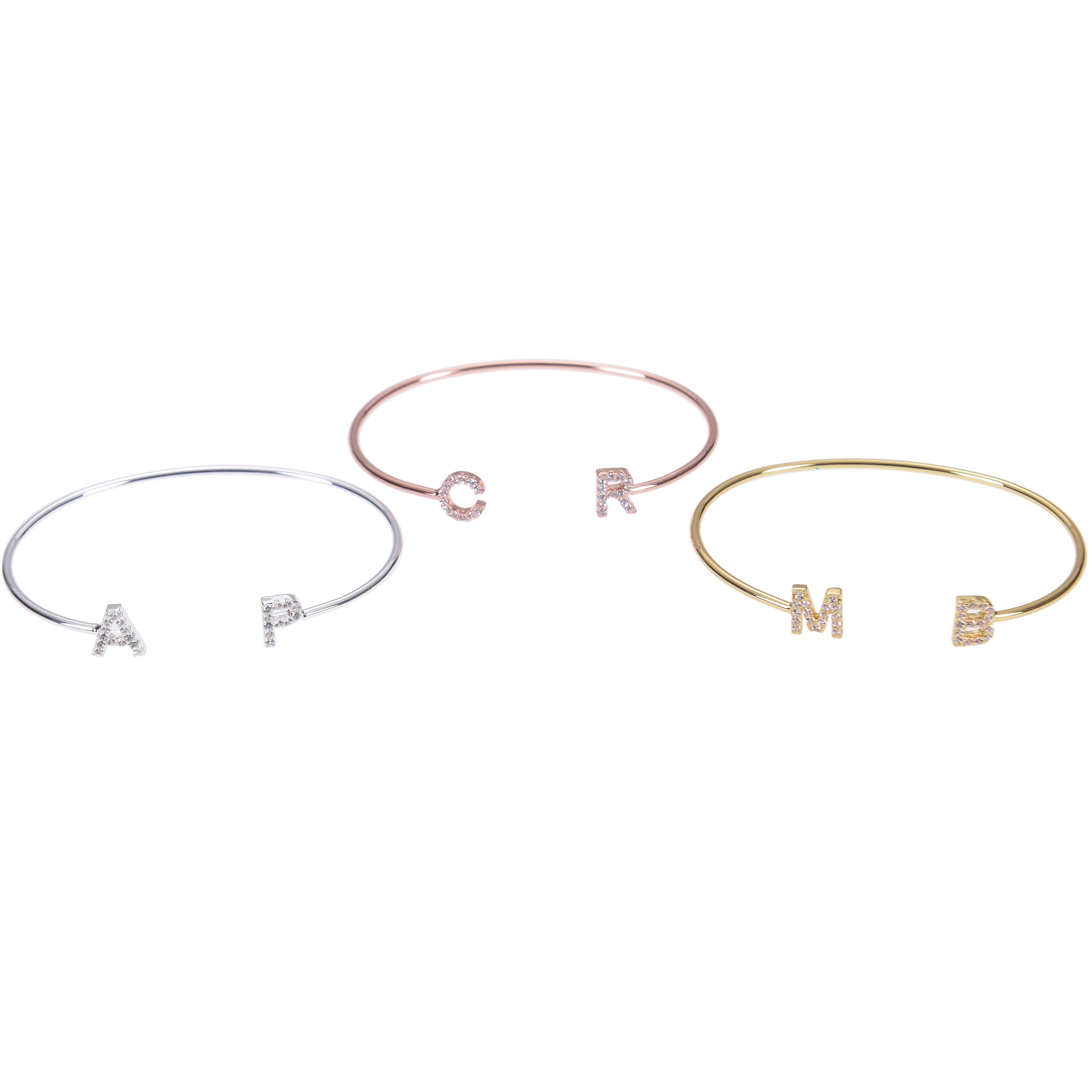 Diamond Initial Bracelet: Personalized Two-letter Bangle - Etsy