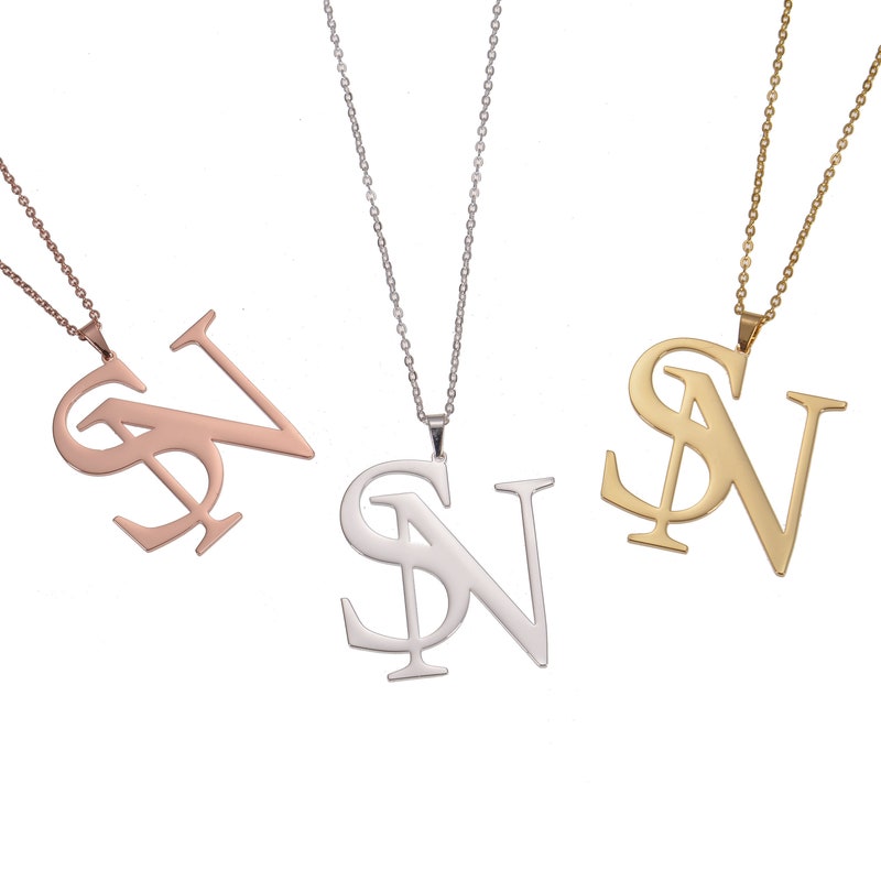 Two Initial Necklace - Etsy