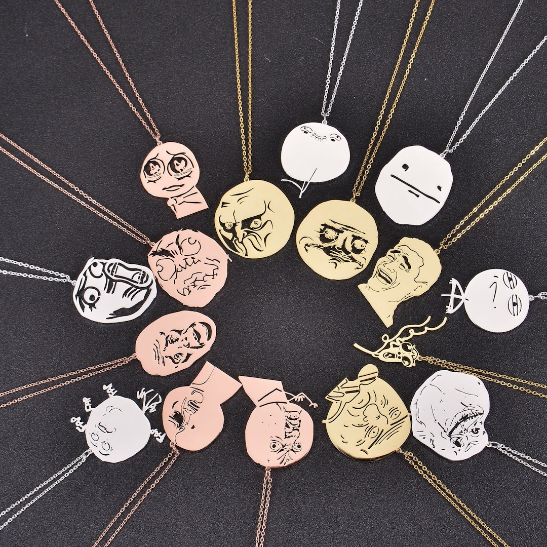 Funny Meme Pendant Necklace: Gold, Silver, Rose Gold Troll Locket - Etsy