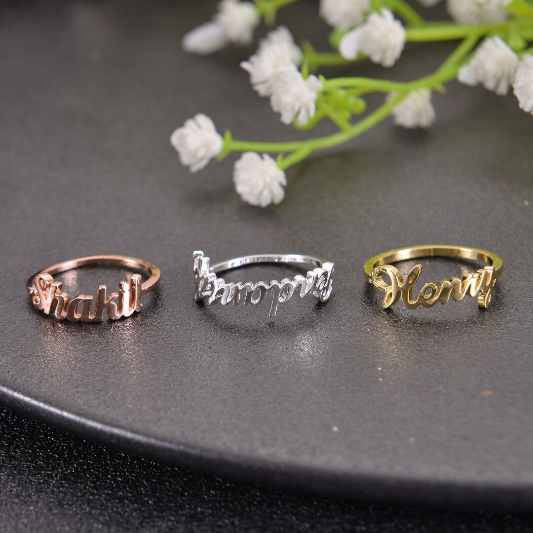Personalized Handwrite Name Ring in Multiple Fonts | Custom Name Ring ...