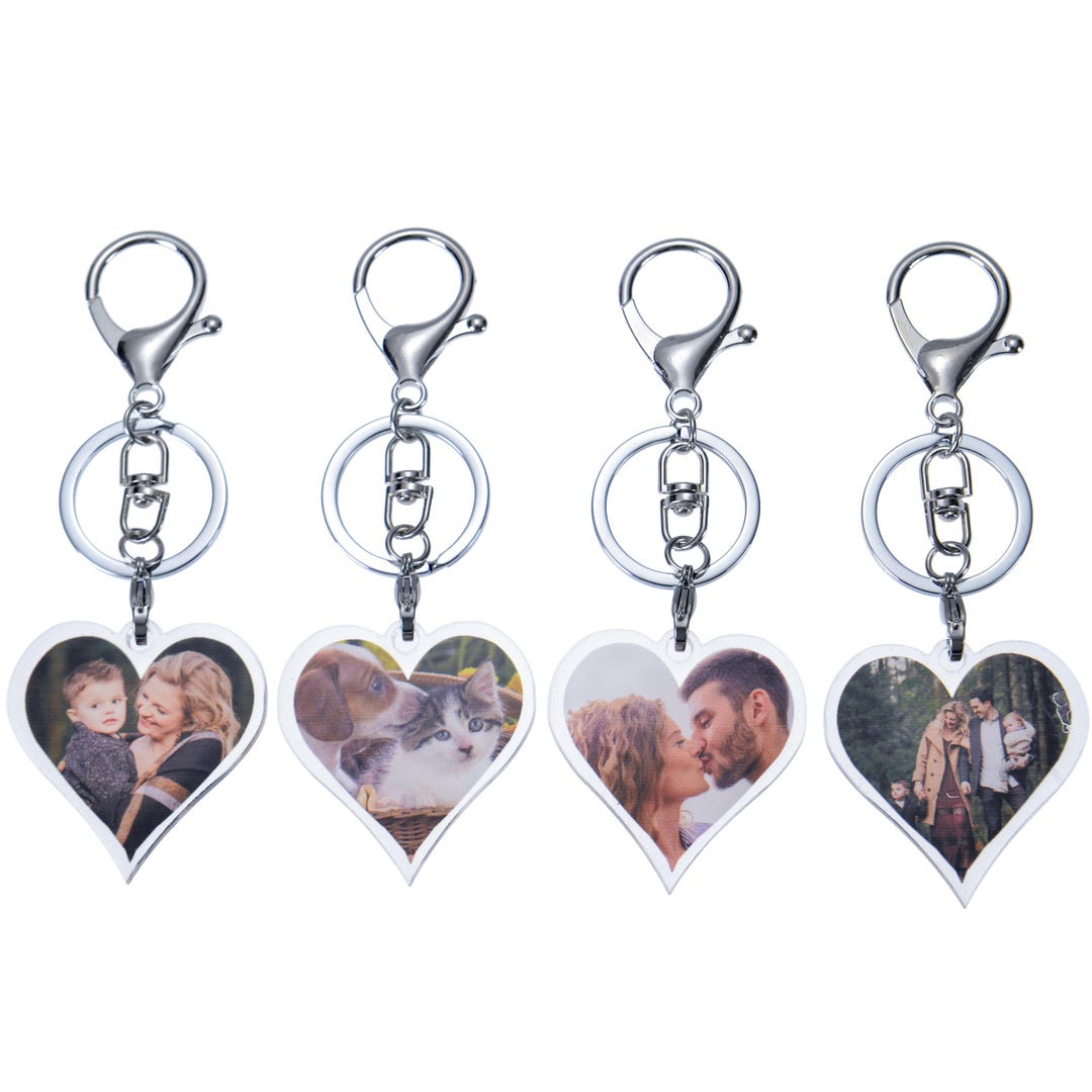 Personalized Heart-shaped Colorful Photo Acrylic Keychain | Custom ...