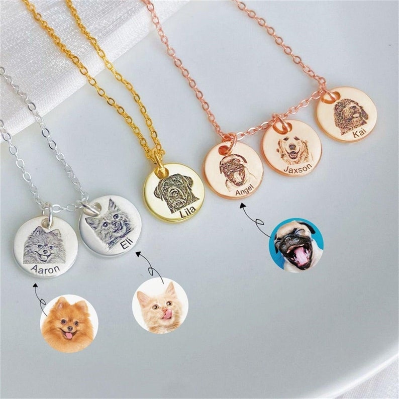 Custom Pet Photo Necklace: Personalized Pet Portrait Pendant - Etsy
