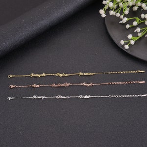 Multiple Names Bracelet Personalized for Women in Multiple Fonts | Custom Triple Name Bracelet ...