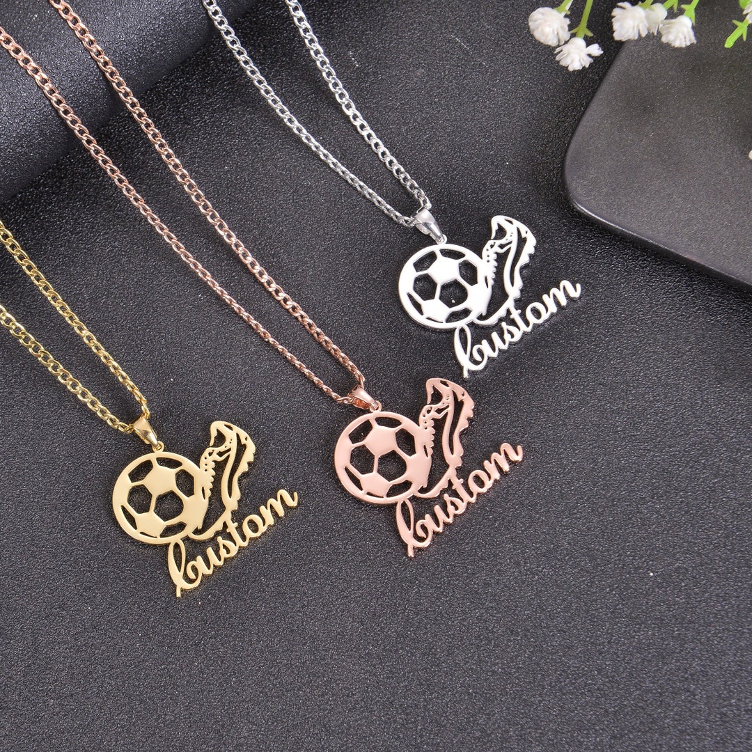 Personalized Soccer Pendant Necklace: Engraved Name, Sports Locket - Etsy
