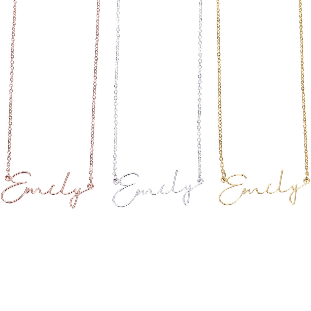 Personalized Cursive Name Necklace in Gold, Silver & Rose Gold | Custom ...